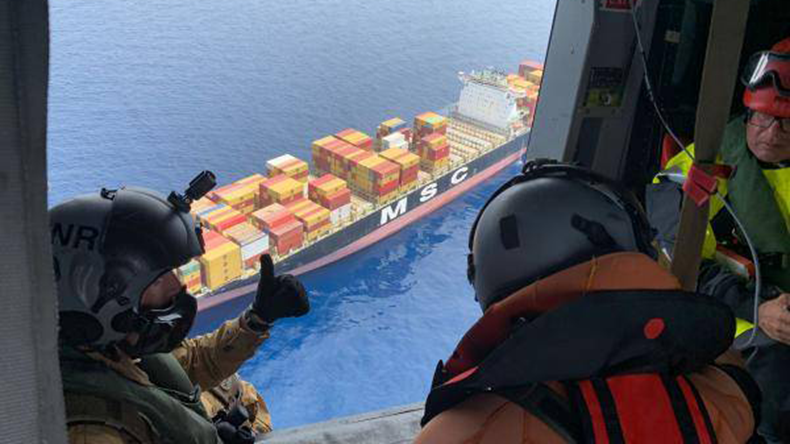 Three crew airlifted off MSC boxship after explosion :: Lloyd's List