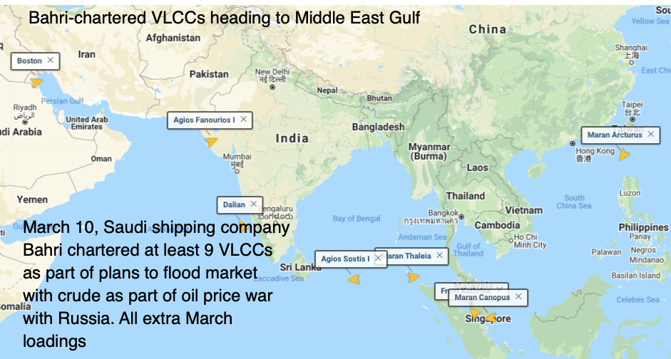 Saudis in VLCC chartering spree as oil war escalates :: Lloyd's List